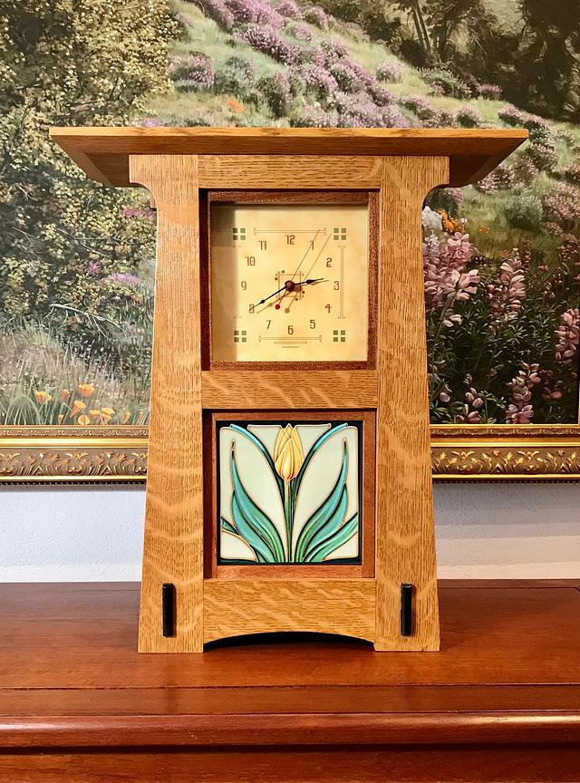 Arts And Crafts Mantle Clock With Tile - Woodworking Project by James ...
