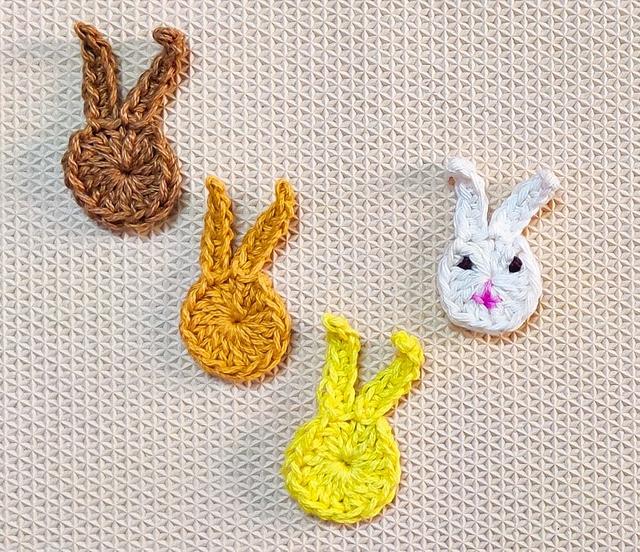 Cute One Round Crochet Bunny Face Applique - Needleworking Project by ...