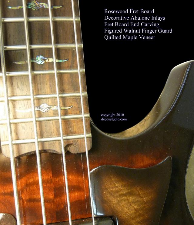 Electric Bass Guitar 4 String Custom Inlay Figured Maple Burl Walnut ...