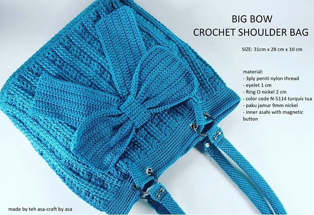 Big Bow Crochet bag - Needleworking Project by Teh Asa - Craftisian