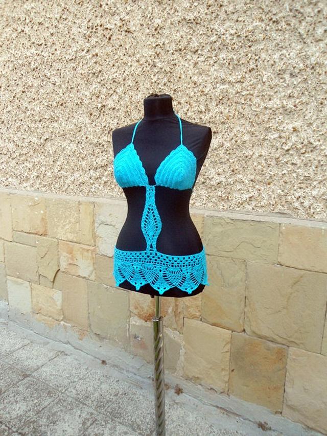 Crochet Beach Top, Turquoise Summer Beachwear, Summer Crochet Top ...