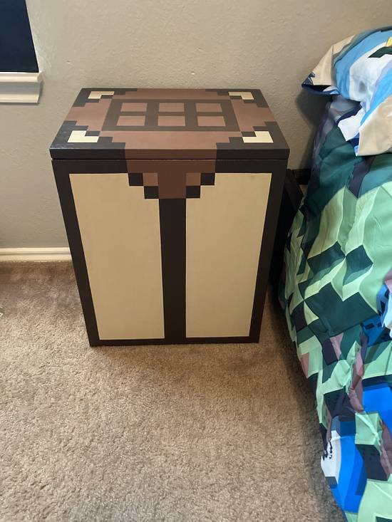 Minecraft Crafting Table style side table with hidden storage ...
